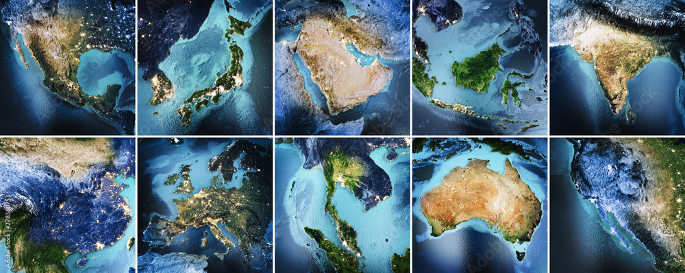 Planet Earth geography map set Stock Illustration | Adobe Stock