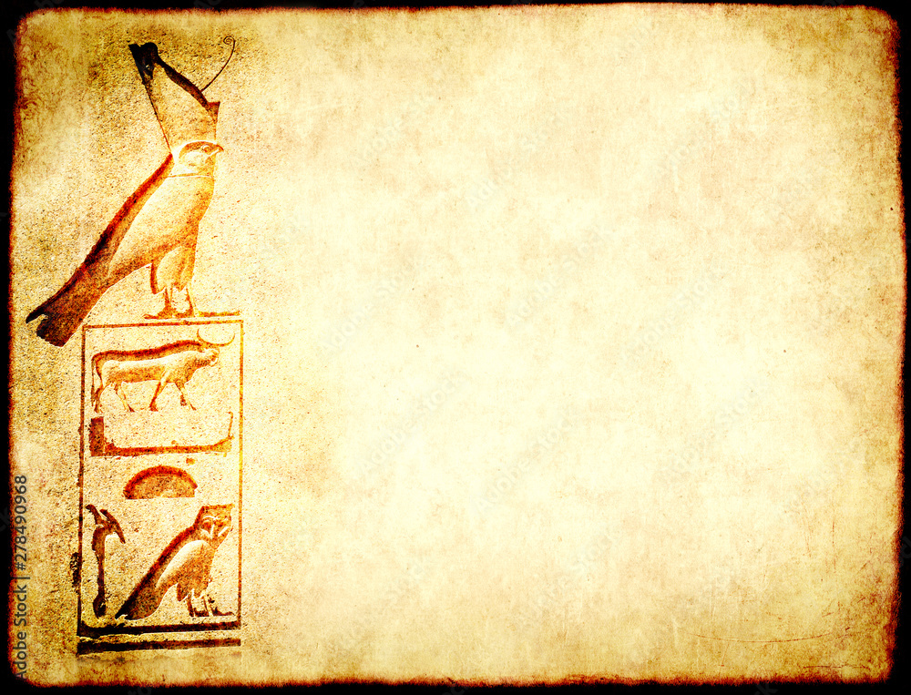 Grunge background with paper texture and detail of ancient egyptian ...