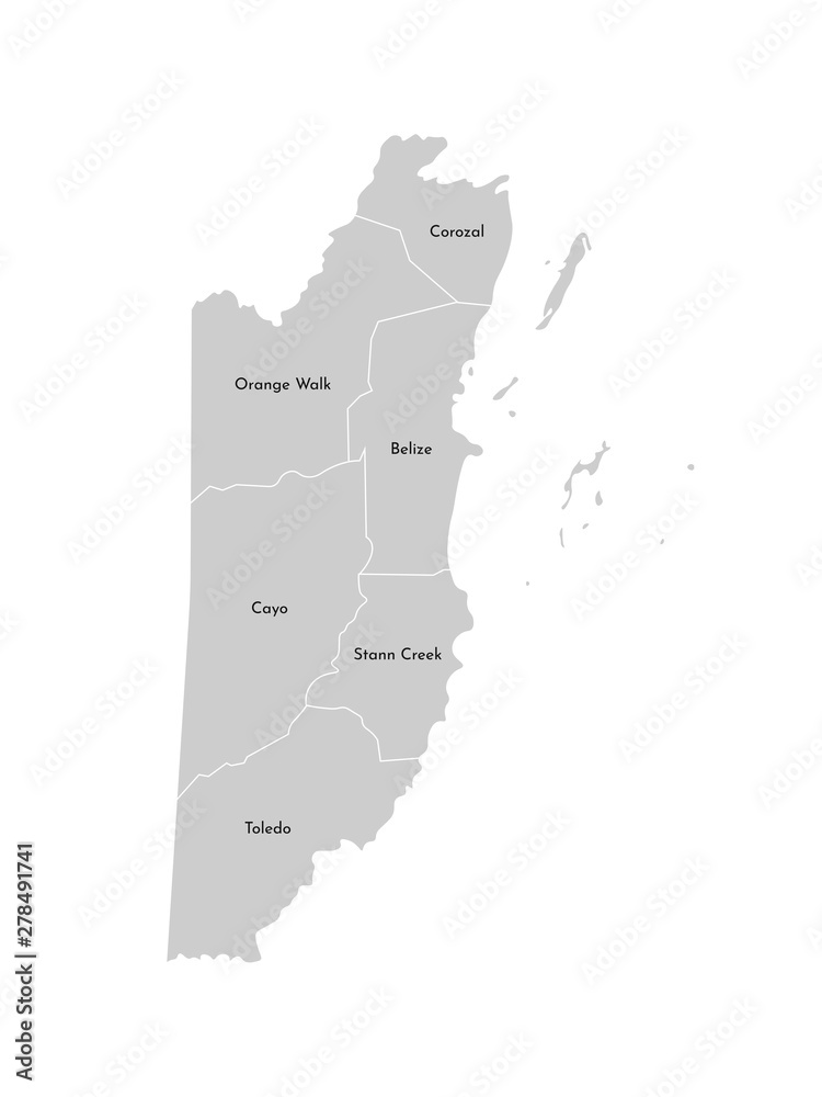 Vector isolated illustration of simplified administrative map of Belize ...
