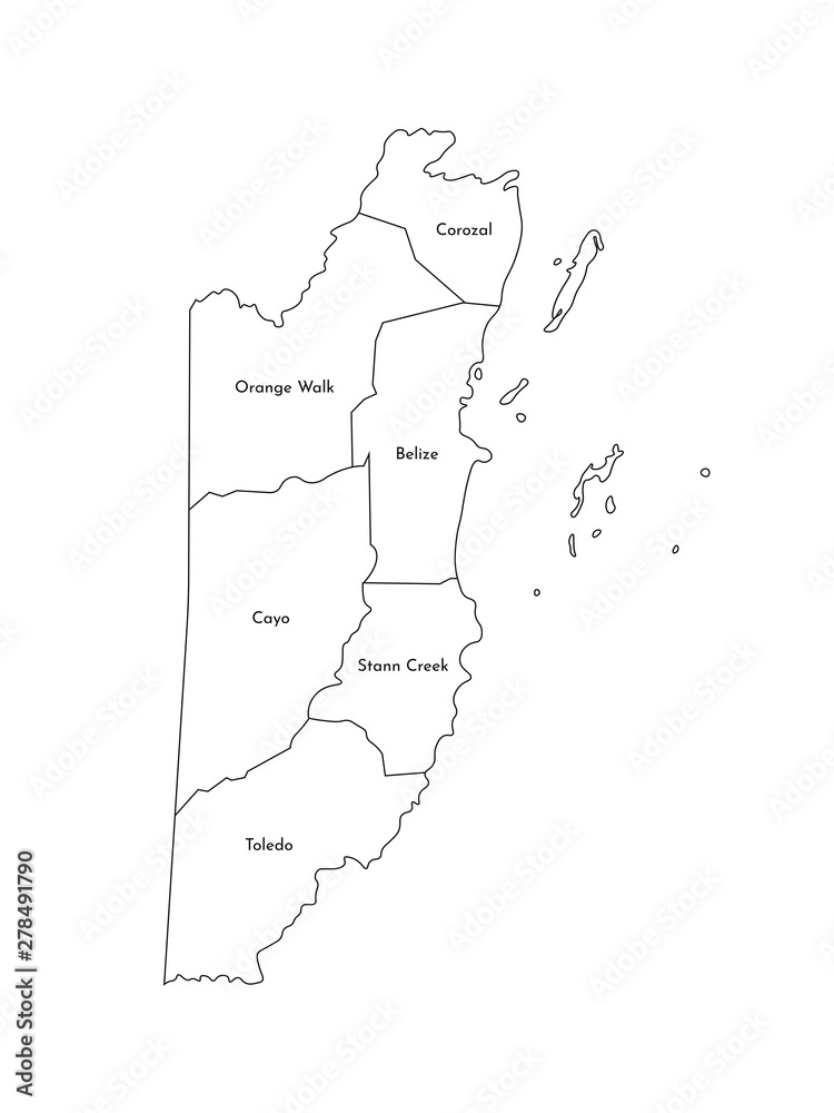 Vector isolated illustration of simplified administrative map of Belize ...