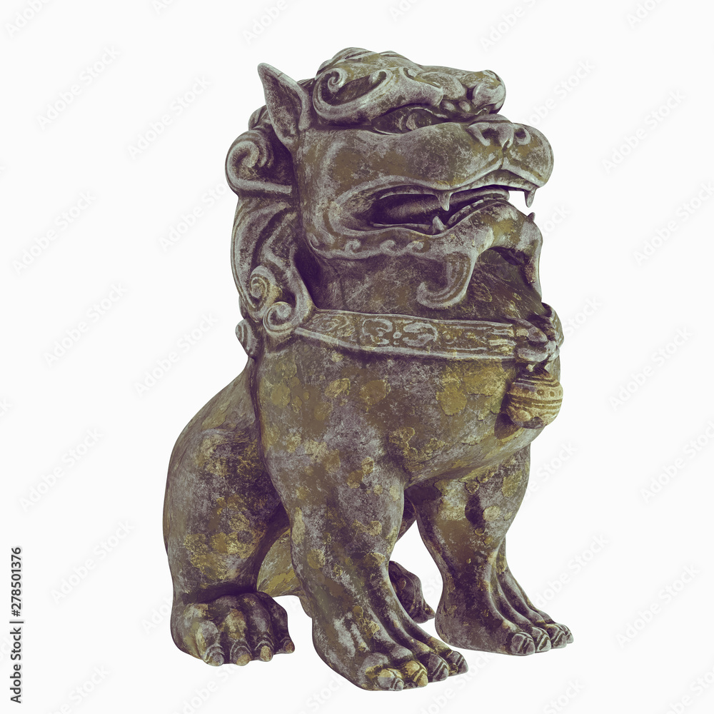 Foo Dog. Sculpture of a traditional Chinese guardian lion. Asian dog ...