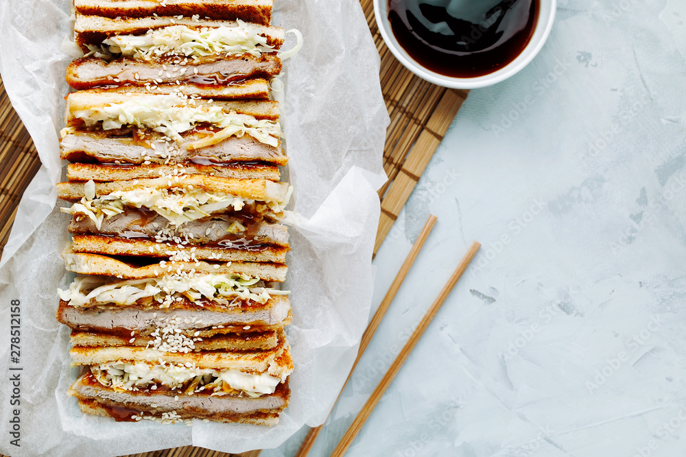Katsu Sando - traditional japanese cutlet sandwich with deep fried pork ...
