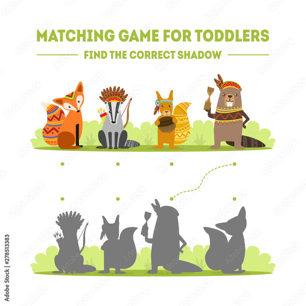 Educational Matching Game for Preschool Kids, Find the Correct Shadow ...