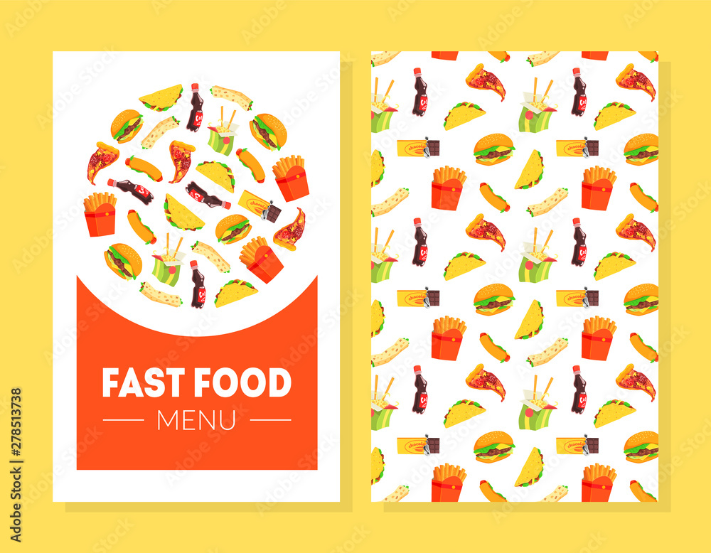 Fast Food Menu Card Template, Restaurant, Cafe Design Element, Banner ...