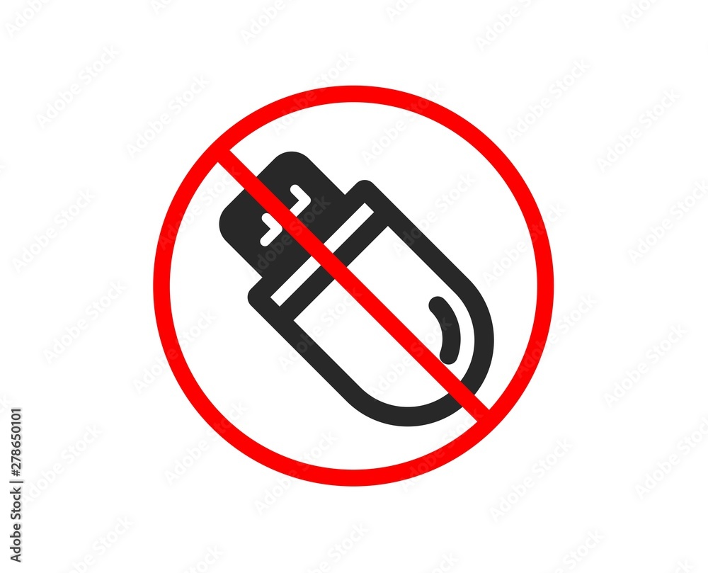No or Stop. Usb stick icon. Computer memory component sign. Data ...