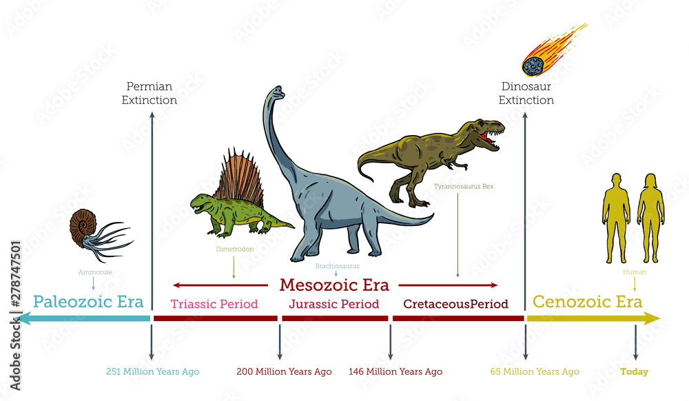 Dinosaurs Extinction infographic diagram showing paleozoic mesozoic ...