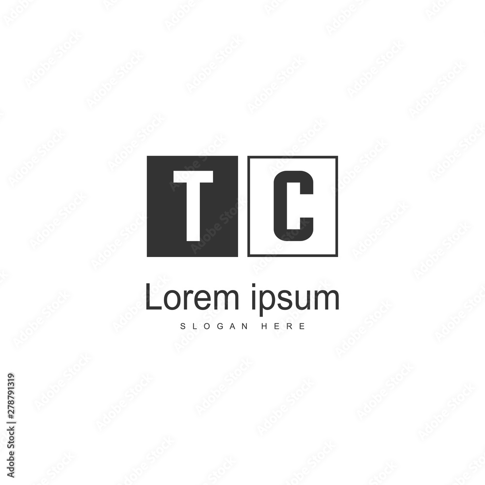 Initial TC logo template with modern frame. Minimalist TC letter logo ...