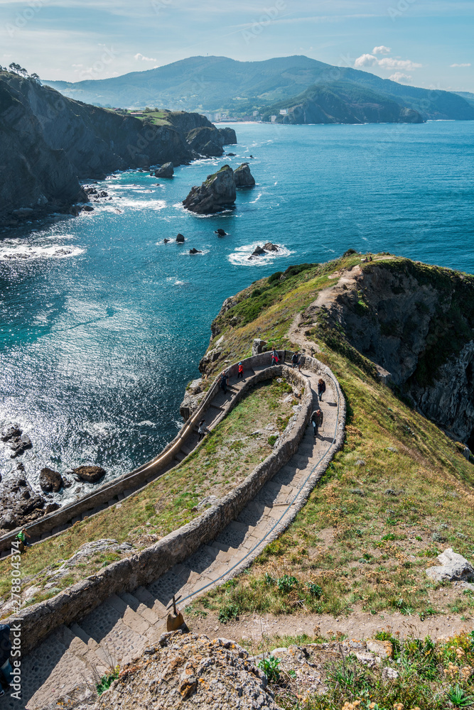 Landscape of the coast, from the hermitage of San Juan de Gaztelugatxe ...