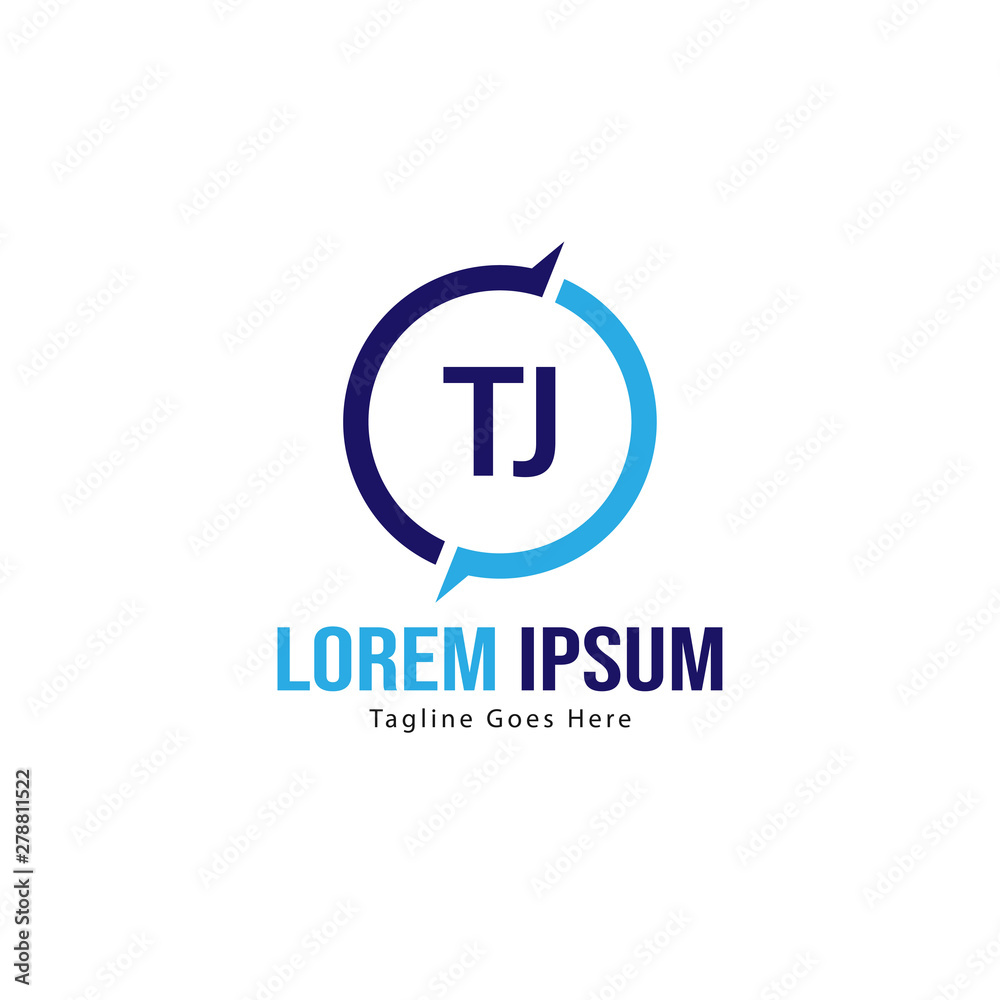 Initial TJ logo template with modern frame. Minimalist TJ letter logo ...