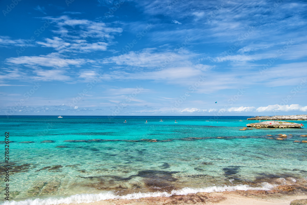 Azure water Great Stirrup Cay Bahamas. Enjoy rest Bahamas. Turquoise ...