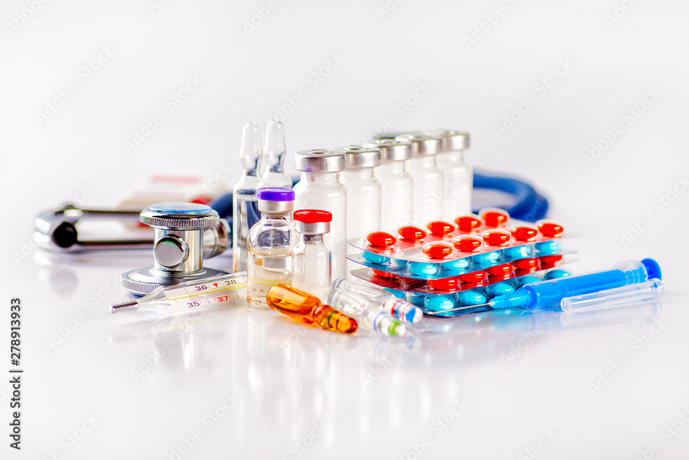 Drug prescription for treatment medication. Pharmaceutical medicament ...