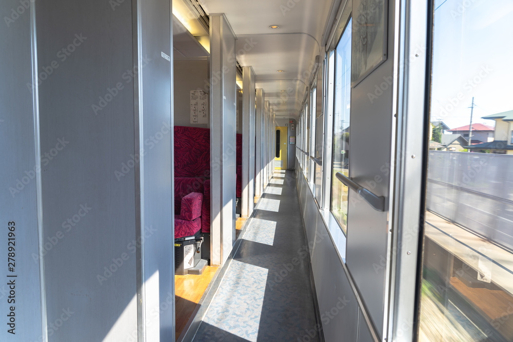 Interior of East Japan Railway Gono line Resort Shirakami sightseeing ...