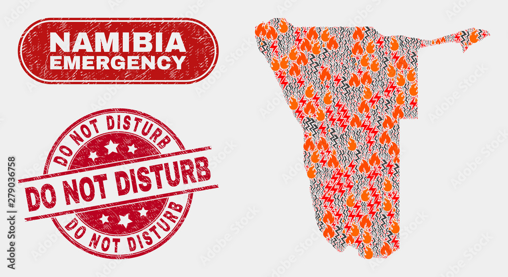 เวกเตอร์ Stock Vector composition of disaster Namibia map and red ...