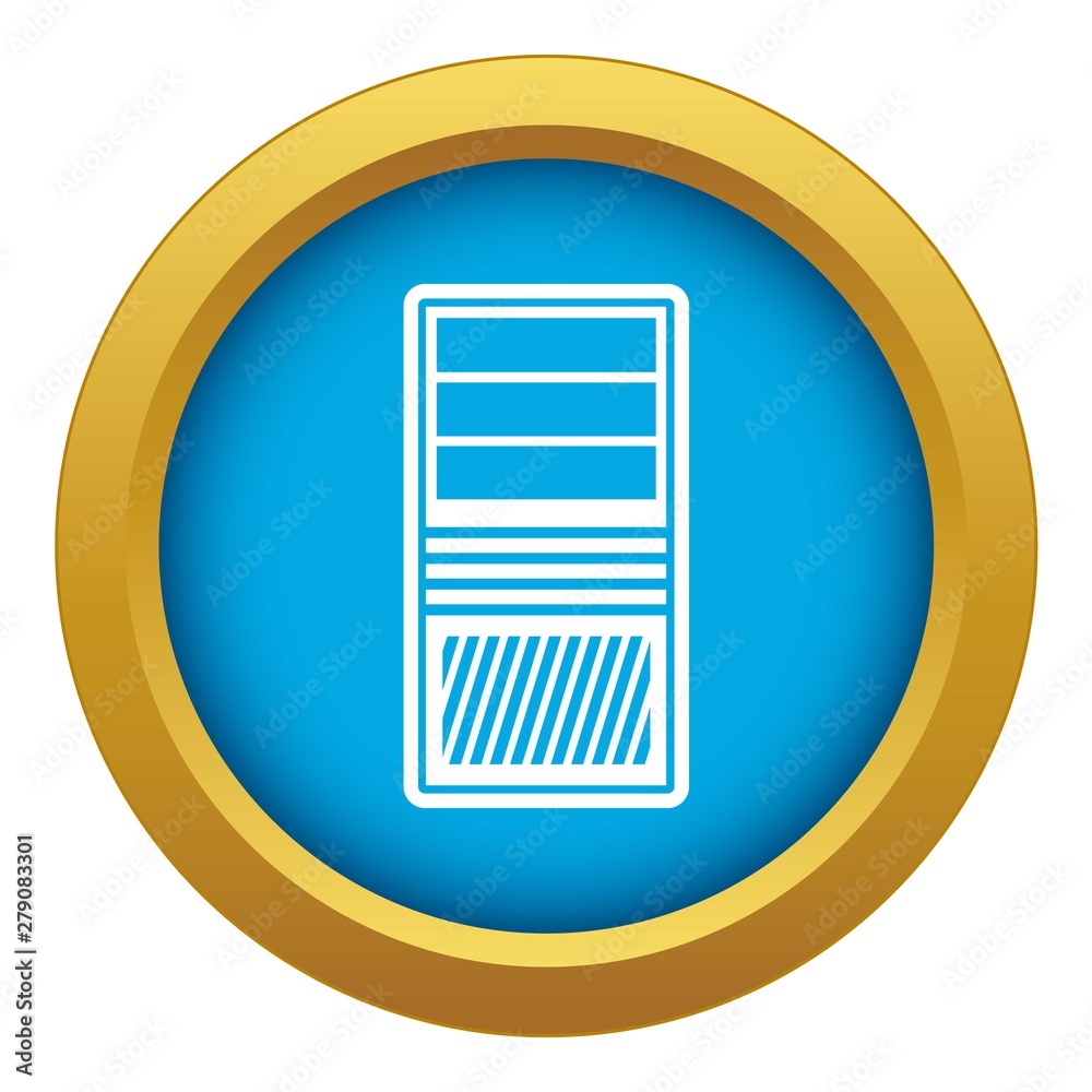 Black computer system unit icon blue vector isolated on white ...