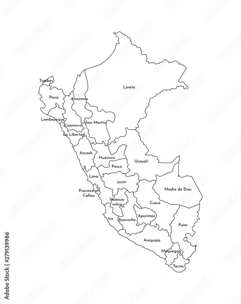 Vector isolated illustration of simplified administrative map of Peru ...