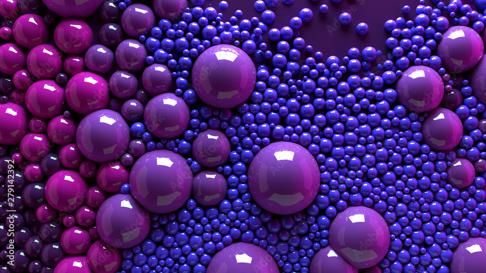 4k 3d animation of spheres and balls colorful rainbow in a organic ...