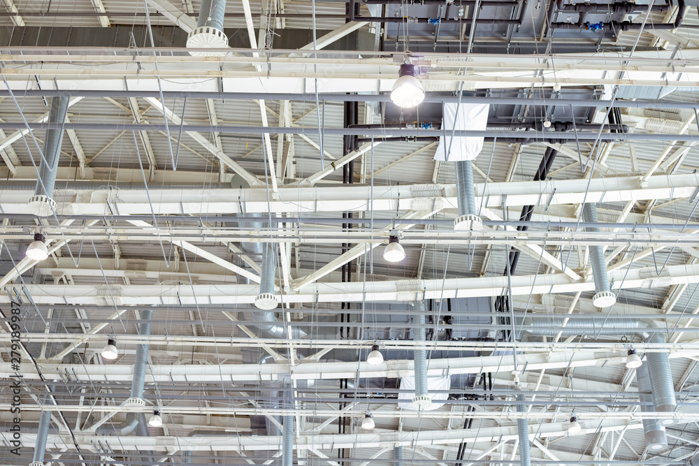 Supply and exhaust ventilation system on the ceiling in the exhibition ...