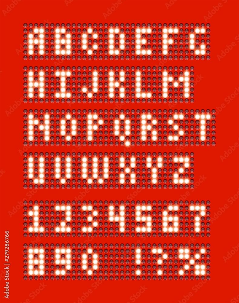 LED alphabet. Font for a LED board, a running text line, advertizing ...