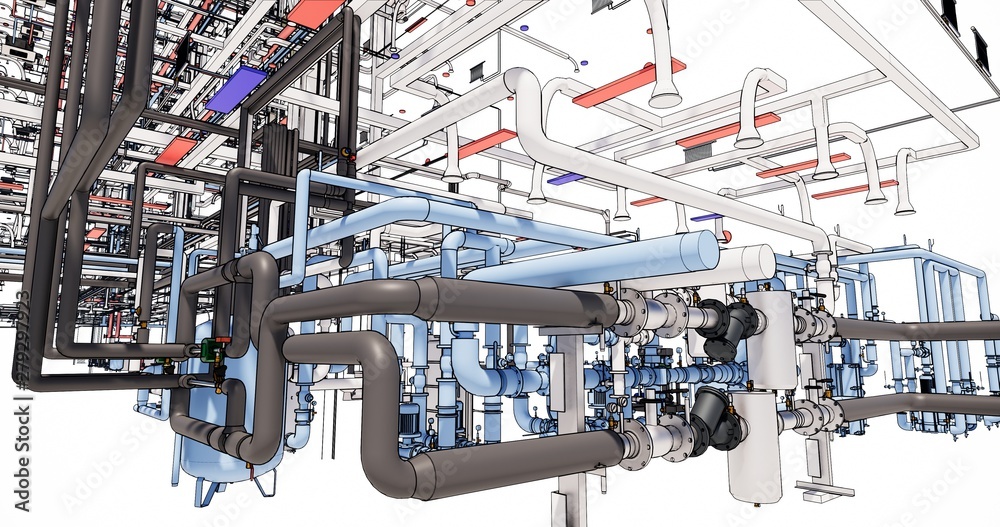 BIM model conceptual visualization of the utilities of the building ...