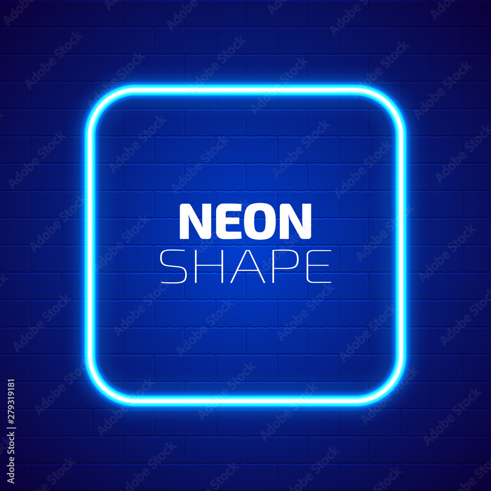Realistic 3d neon frame on brick wall background. 80s Style lamp ...