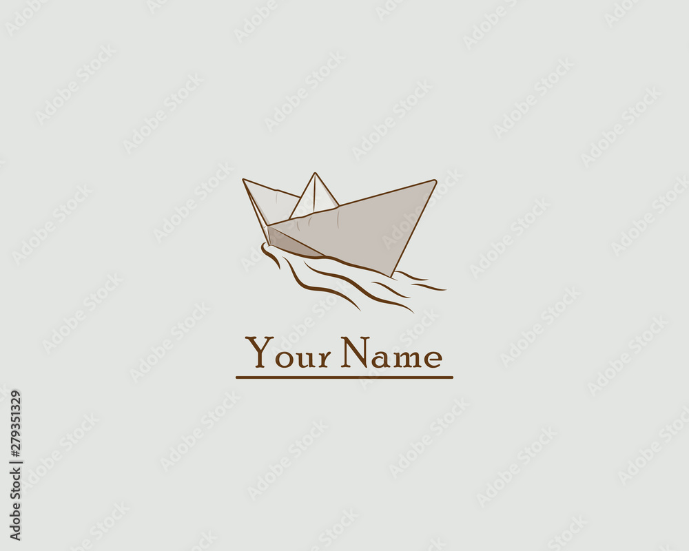 Paper Boat Logo Concept Stock Vector | Adobe Stock