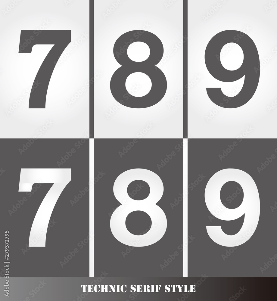 eps Vector image: Linear Serif style number.789 Stock Vector | Adobe Stock