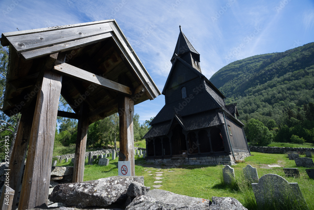 Urnes Stave Church, a 12th-century stave building at Ornes, along the ...