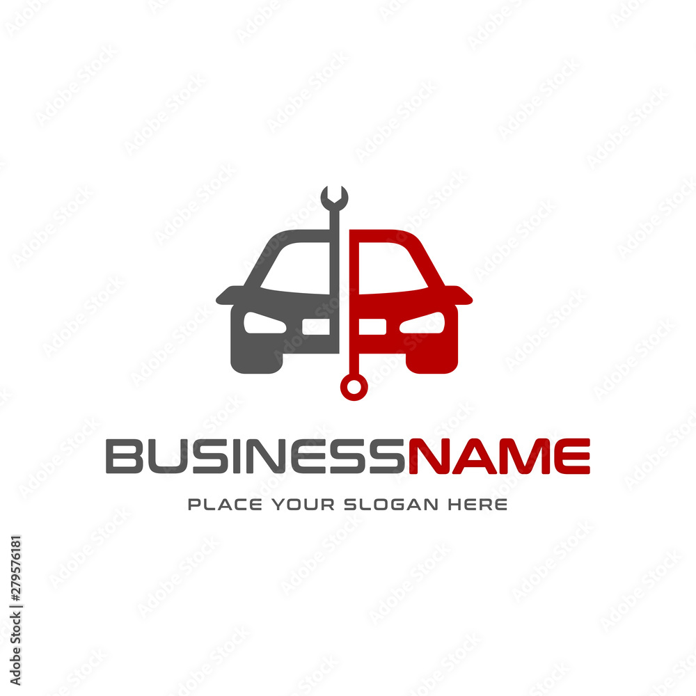 Car service vector logo template. Logo with wrench or gear symbol. This ...