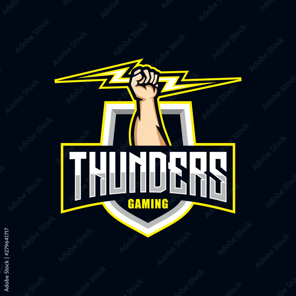 Thunder E Sport logo. zeus, thunder, hand, logo, gaming, e sport, bolt ...