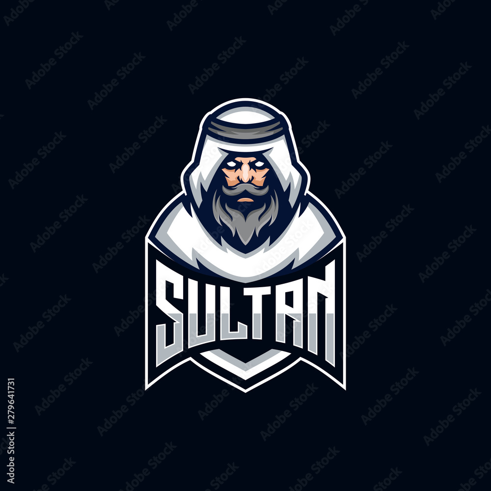 Vektor Sultan E Sport Gaming. head, logo, e sport, sheikh, beard ...