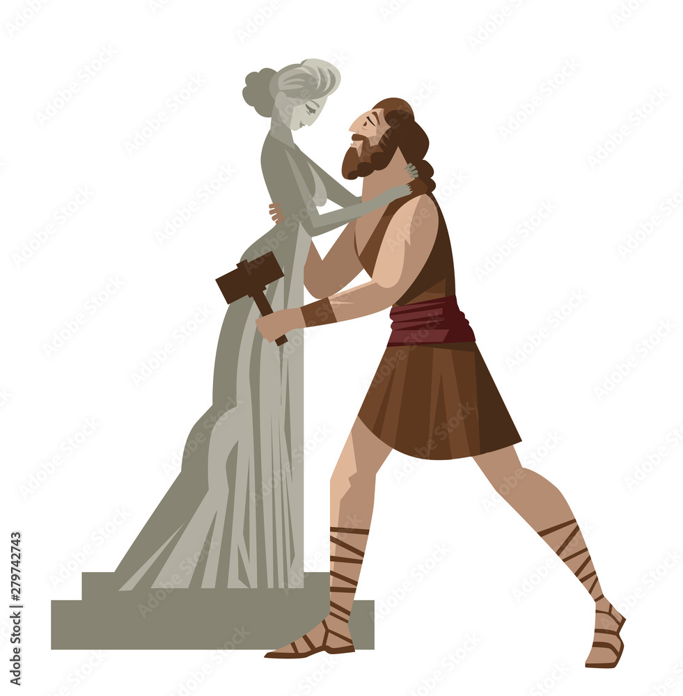 Pygmalion and galatea living statue mythology greek myth Stock Vector ...
