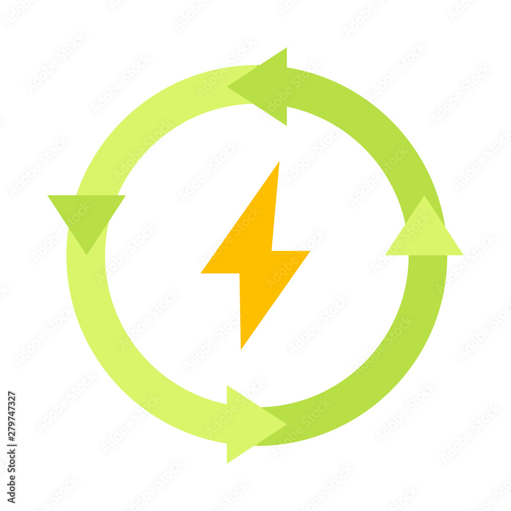 Green Energy recycle icon. Flat illustration colored vector isolated ...