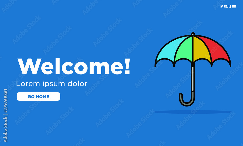 Welcome Page UI Design with Umbrella Stock Vector | Adobe Stock