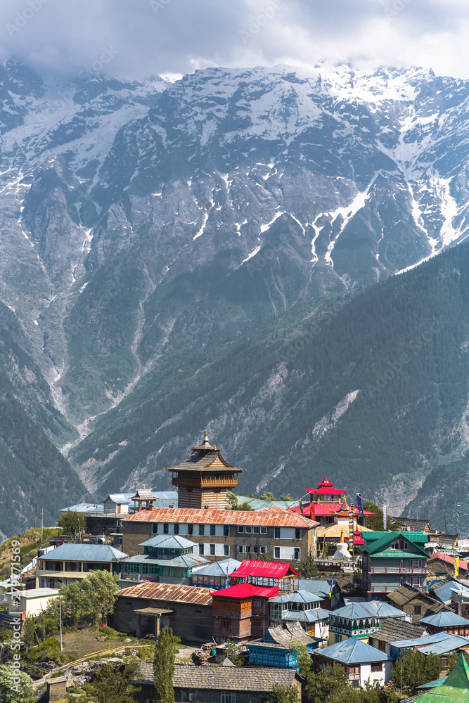 Beautiful village called Kalpa in Himachal pradesh, India. Near Recong ...