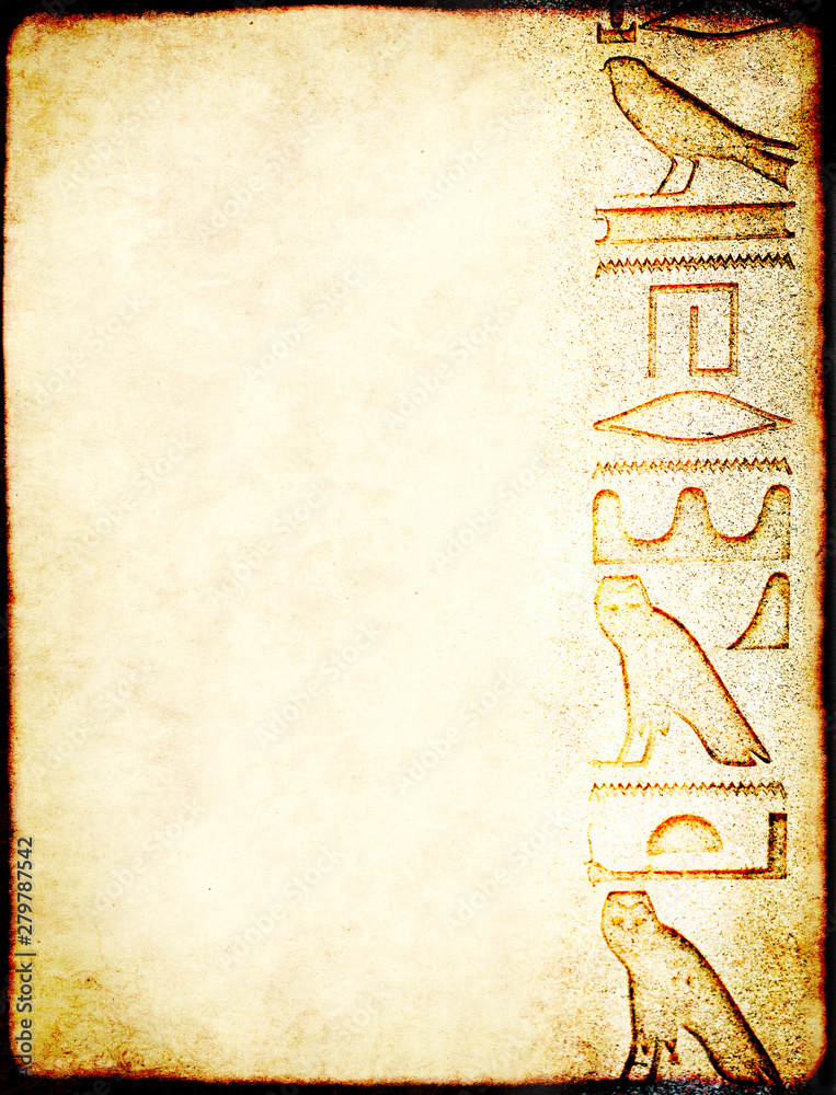Grunge background with paper texture and detail of ancient egyptian ...