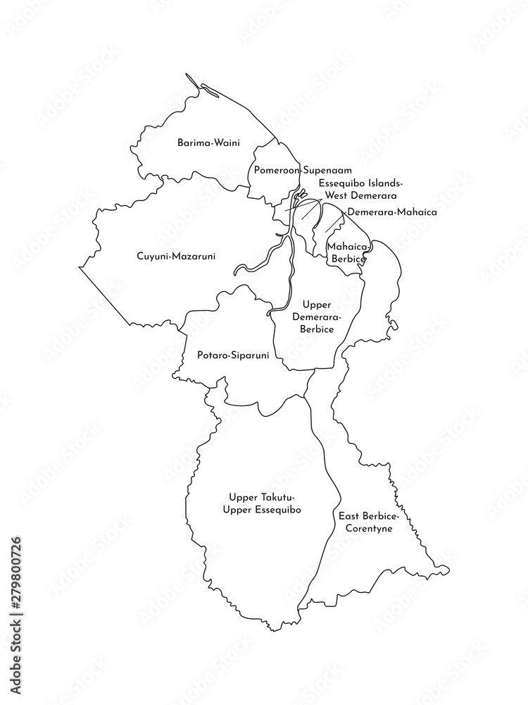 Vector isolated illustration of simplified administrative map of Guyana ...