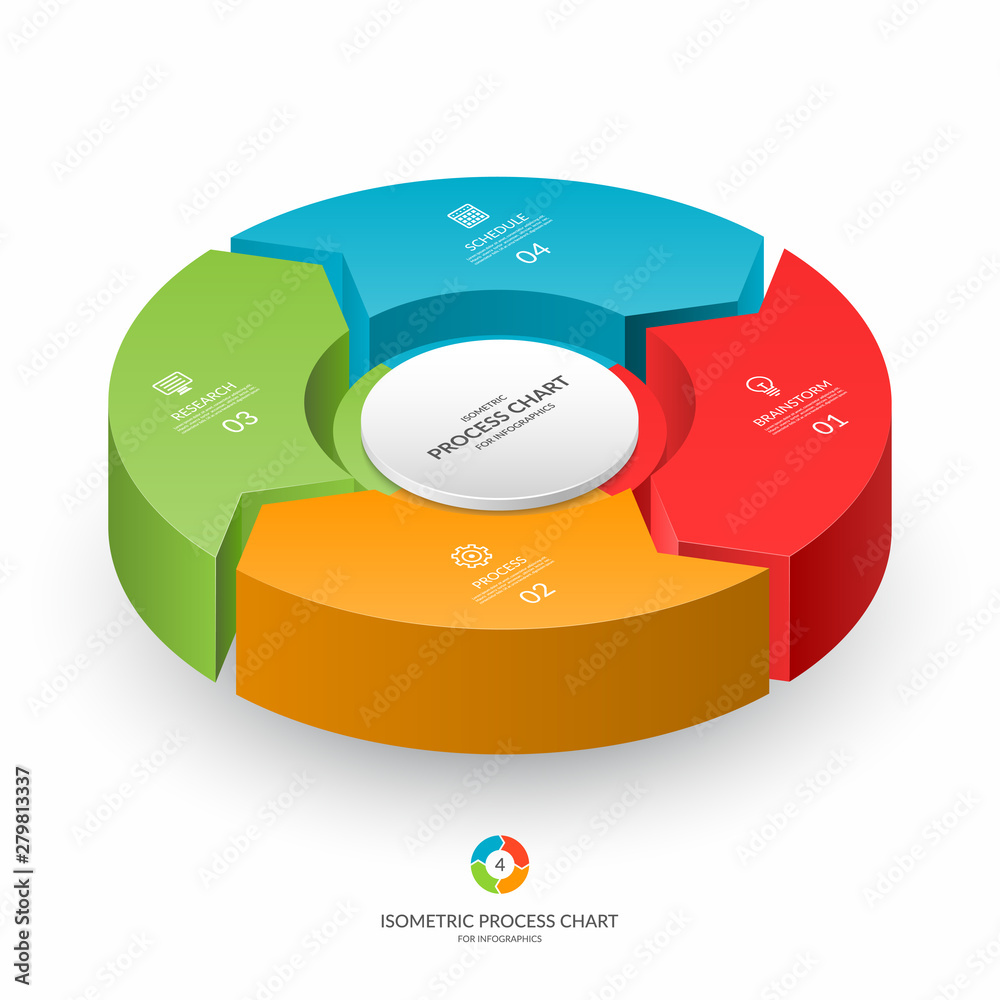 Infographic isometric 3d process chart. Cycle diagram with 4 stages ...