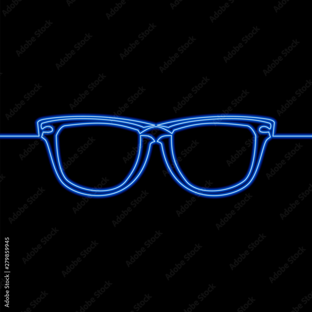 Continuous one line drawing glasses neon concept Stock Vector | Adobe Stock
