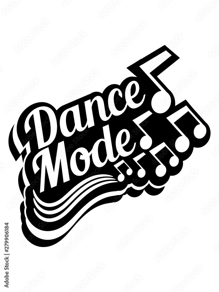 stempel design party musiknoten dance mode on button schalter tanzen feiern spaß club dj disko ...