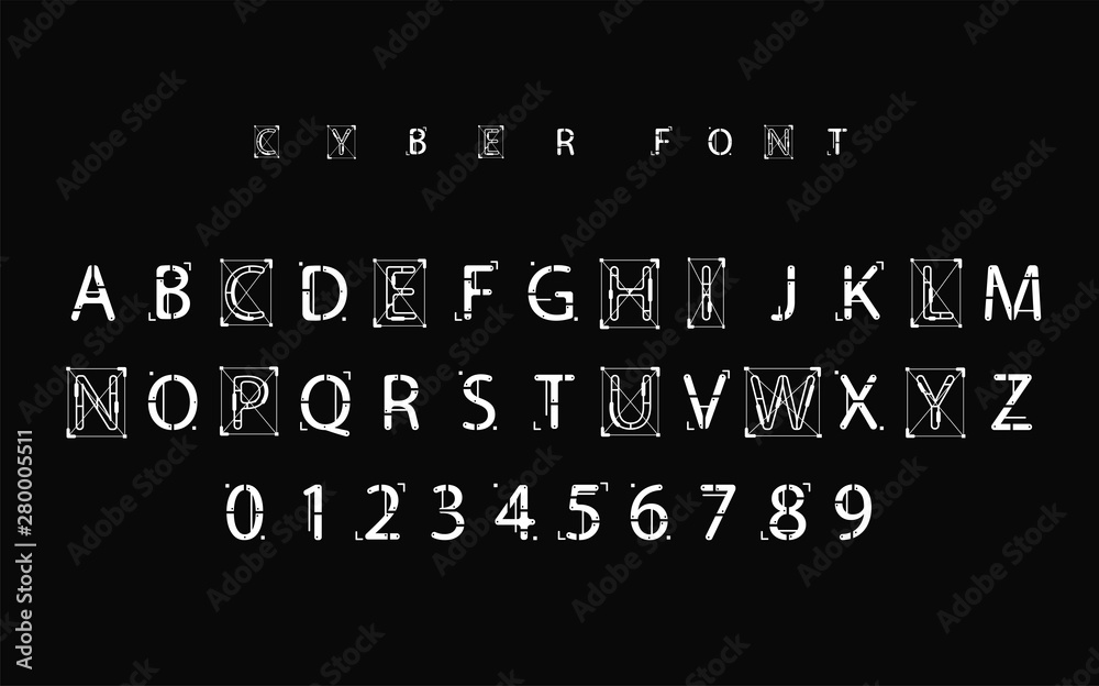 Futuristic vector Font design. Letters and Numbers for web and app ...