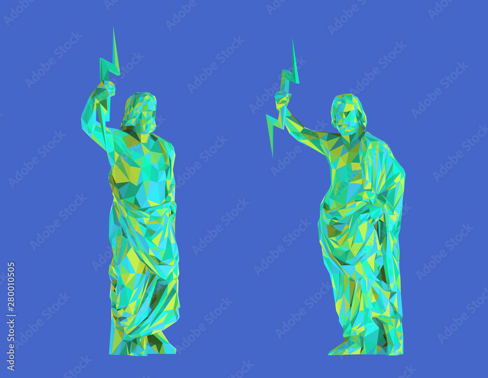 Colorful Zeus. Set of Playful Vibrant Zeus on Isolated Background. Low ...