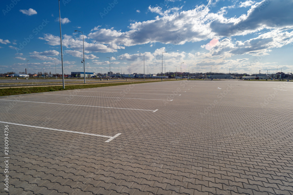 Open space with road signs and road markings, road intersections ...