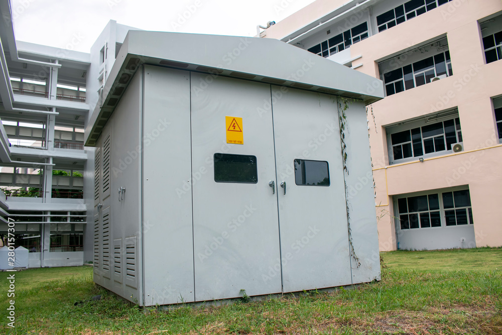 Electric control high voltage relay house. Electrical relay cabin ...