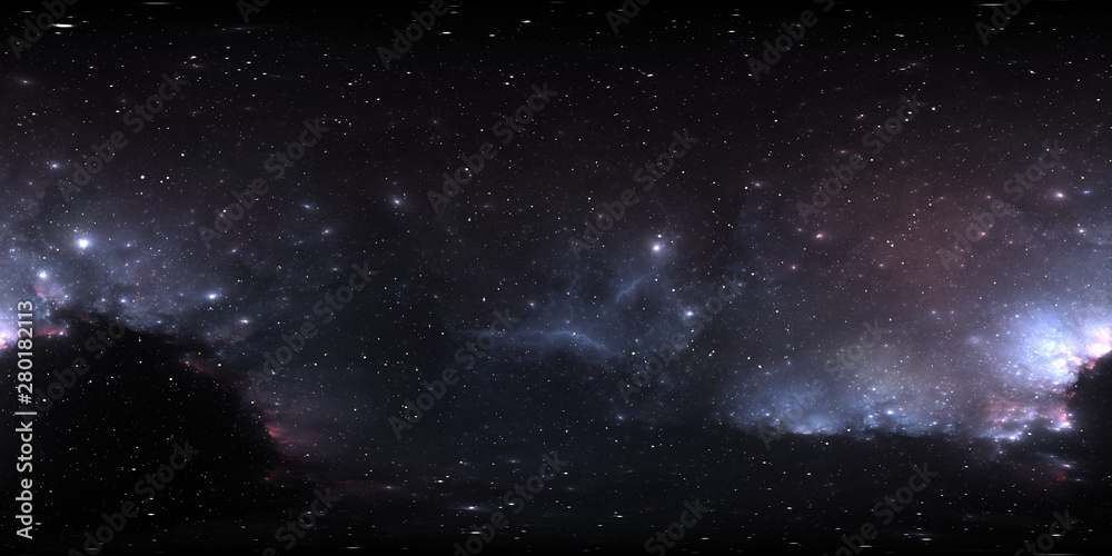 360 degree space background with nebula and stars, equirectangular ...
