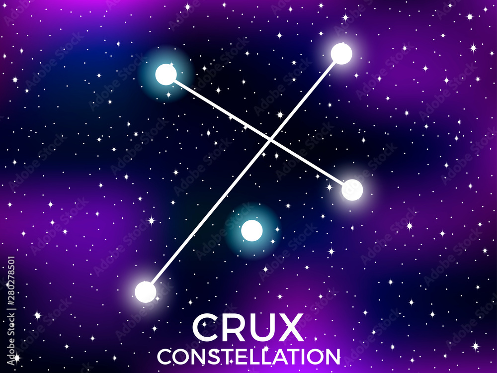 Crux constellation. Starry night sky. Zodiac sign. Cluster of stars and ...