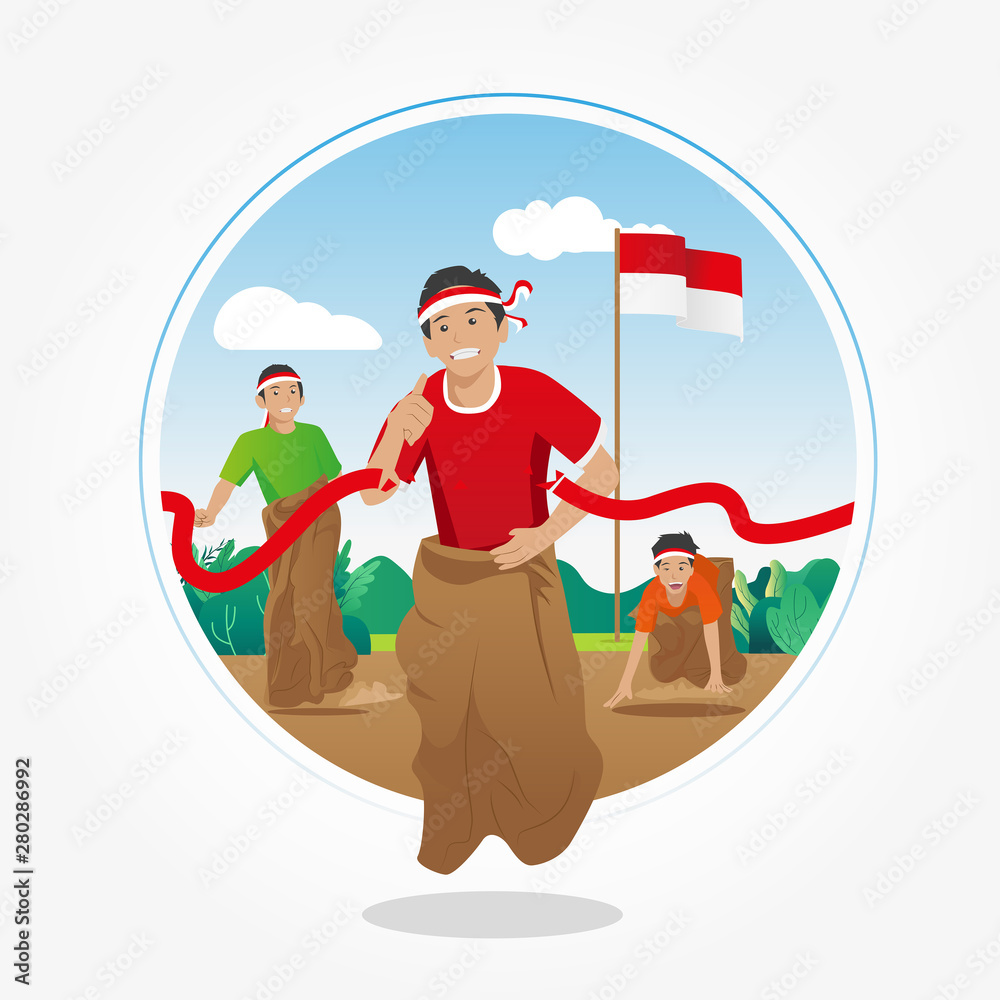 Lomba Balap Karung 17 agustus - translate Sack Race Competition on 17th ...