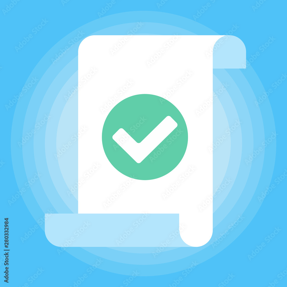 Document paper sheet page with claim form, check mark tick, text icon ...