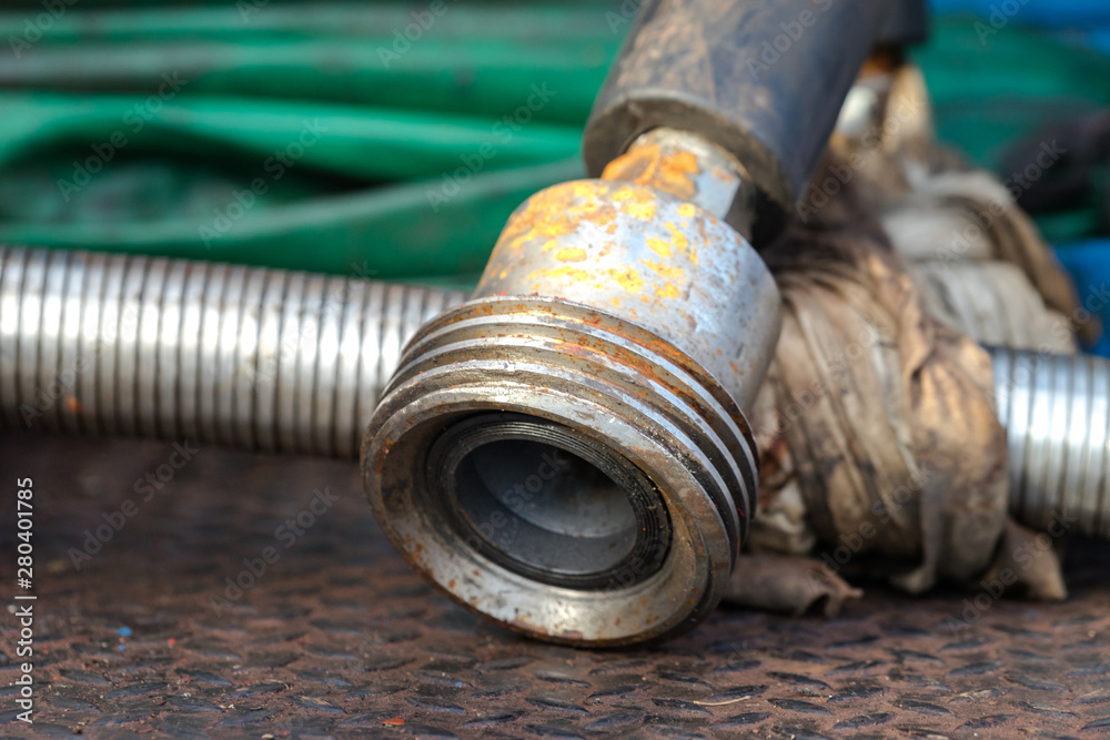 Connection joint or thread of crude oil hose line which is use to ...
