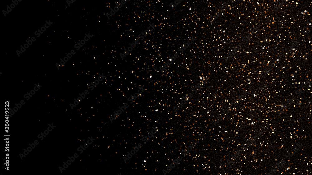 3d Illustration, Small gold dust, graphics of fire flakes, particle ...