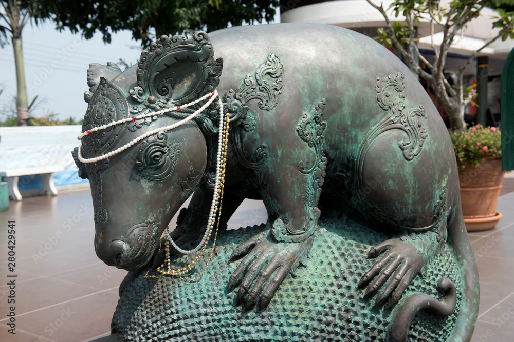 statue of rat or mushika vahana or Hindu God Ganeshas Mount as in ...